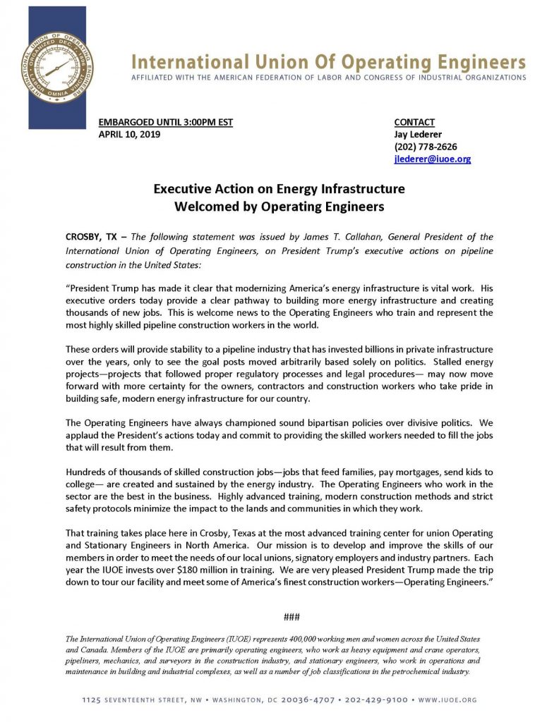 President Trump Visits IUOE Training Center in Crosby, Texas – IUOE ...